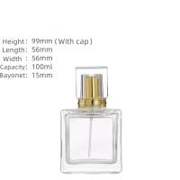 China Customizable Luxury Glass Mist Spray Bottle 100ml Empty Square Perfume Bottle for sale