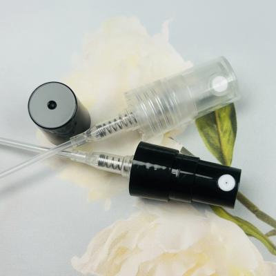 China 12mm 12/410 Transparent Black Plastic Fine Mist Sprayer Perfume Pump Anti Spill for sale
