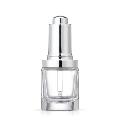 China 30ml Round Shoulder Cosmetic Glass Press Essential Oil Essence Dropper Bottle for sale