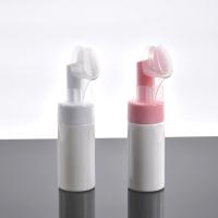 China White Empty Foaming Face Wash Bottle With Brush Silicone Cleansing Massage Facial Pump Bottle for sale