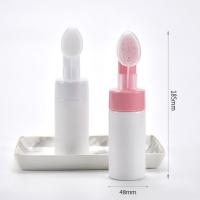 China White Empty Foaming Face Wash Bottle With Brush Silicone Cleansing Massage Facial Pump Bottle for sale