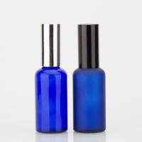 China Blue Black Gold Frosted Fine Glass Mist Spray Bottle Cobalt Essential Oil 4 Oz Boston Round for sale