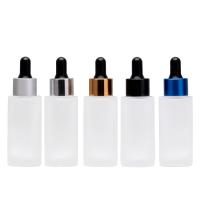 China 2 oz 1oz 30ml 15ml 5ml white Frosted Glass Essential Oil Bottles With Dropper Eye for sale