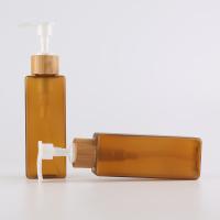 China Organic Bamboo Cosmetic Packaging Plastic Pump Bottles With Bamboo Tray 4oz 120ml Square for sale