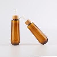 China Lotion Bamboo Cosmetic Packaging Bottle Plastic Amber Shampoo Bottle 5.7oz 170ml for sale