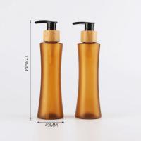 China Shampoo Amber bamboo cosmetic packaging plastic bamboo pump bottle frosted 6oz 180ml for sale