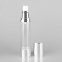 China 0.51oz 15ml 20ml Filling Silver Plastic Airless Pump Bottle 50ml 1.69oz Airless Lotion Bottle for sale