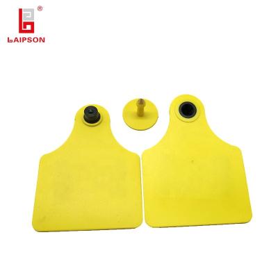 China TPU Yellow 100mm 860-960Mhz UHF RFID Cattle Cow Bossy Ear Tag For Livestock Management for sale