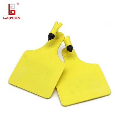China TOP TPU Long Range 860MHZ Uhf Rfid Animal Ear Tag For Cow Calf Farm Tracking In yellow for sale