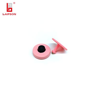 China Laipson 30MM TPU Tamperproof Button RFID HDX-B Ear Tag For Pig Cow Cattle Farm for sale