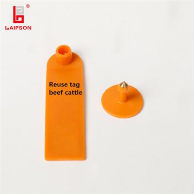 China Reuse Personalized UHF Cattle Tags Orange RFID 98*28mm ISO 18000-6C for sale