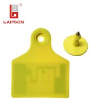 China Laipson Electronic Uhf Ear Tag , Cattle Identification Tags Yellow Color 50mm*32mm for sale
