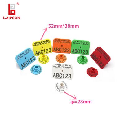 China 52MM 38MM Rectangular ROHS Animal Identification Tags for sale