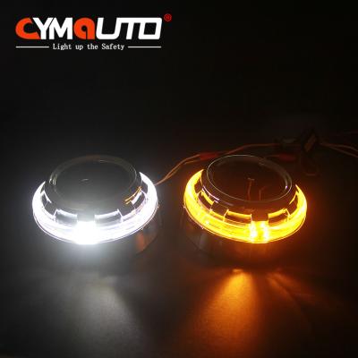 China C6 Dual Color Crystal LED Projector Shroud 3 inch 12V HID Headlamp Retrofit for Cayenne Q5 Hella for sale