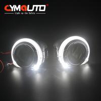 China 12V 3.0 Inch Bi Projector Lens Shroud C8 LED Car Headlights Chrome Angel Eyes for sale