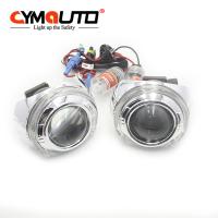 China 12V 3.0 Inch Bi Projector Lens Shroud C8 LED Car Headlights Chrome Angel Eyes for sale
