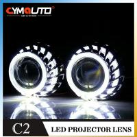 China C2 Crystal LED Shrouds 2.5 Inch Double Angel Eye Projector Lens Mask 12V for sale