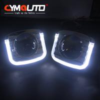China 3 Inch HID Square Projector Shroud with Angel Eye Halo Rings 12V LED Light Guide for sale