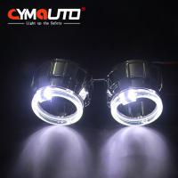 China C16 Crystal LED Shrouds 3 Inch Mini Bi Xenon H1 Projector Lens Mask with Angel Eyes 12V for sale