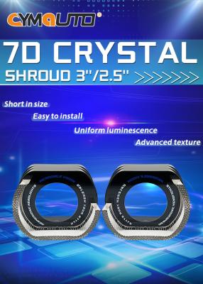 China CYMAUTO 7D Crystal Shroud Light Guide Integrated Cover 2.5 Inch Angel Eye White Yellow for sale