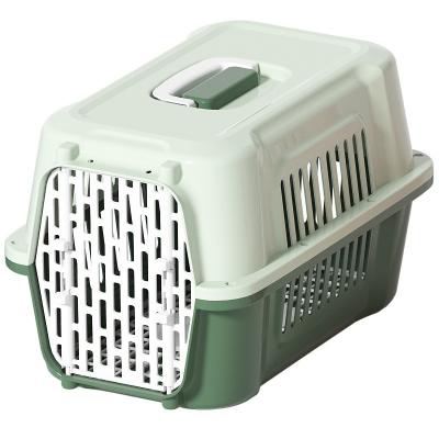 China Outdoor Dog Air Transport Box with Durable Plastic Construction, Button Closure, and Four-Side Ventilation for Pets for sale