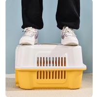 China Outdoor Dog Air Transport Box with Durable Plastic Construction, Button Closure, and Four-Side Ventilation for Pets for sale