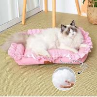 China Fluffy Plush Washable Cat Bed with Removable Cover - Peach Velvet Material, Anti-Slip Base, Machine Washable Design for sale
