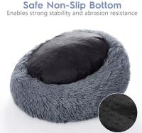 China Custom Faux Fur Pet Calming Bed 40cm Donut Design with Non-Slip Bottom and Machine Washable Cover for sale