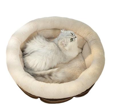 China Round Donut Pet Bed for Cats & Small Dogs - Anti-Slip Water-Resistant Cushion with 3 Size Options for sale