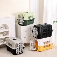 China Candy Color Pet Air Transport Box with Button Closure - 4-Side Ventilation Plastic Carrier for Small Dogs and Cats for sale