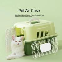 China Candy Color Pet Air Transport Box with Button Closure - 4-Side Ventilation Plastic Carrier for Small Dogs and Cats for sale