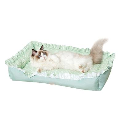 China Quadrate Pet Cat Bed with Anti-Slip Bottom 40x40cm Washable High Resilience PP Cotton for Cats and Small Dogs for sale