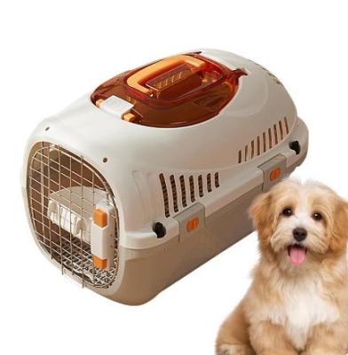 China Metal Portable Pet Travel Carrier with 4-Side Ventilation and Spring Lock for Cats and Small Animals for sale