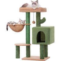 China Cactus Cat Tree with Sisal Rope Scratching Posts - 32 Inch Tall Pet Climbing Frame for Indoor Cats for sale