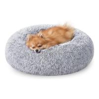 China Fluffy Plush Skin-Friendly Cat Bed Quilted PP Cotton Round Pet Sofa for Dogs Cats 60cm for sale