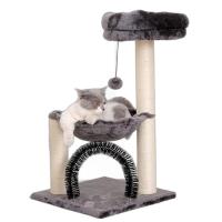 China 28-inch Cat Scratching Post with Hammock Bed - Natural Sisal & Fir Wood Construction for Indoor Cats for sale