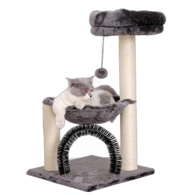 China 28-inch Cat Scratching Post with Hammock Bed - Natural Sisal & Fir Wood Construction for Indoor Cats for sale