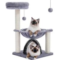 China 28-inch Cat Scratching Post with Hammock Bed - Natural Sisal & Fir Wood Construction for Indoor Cats for sale