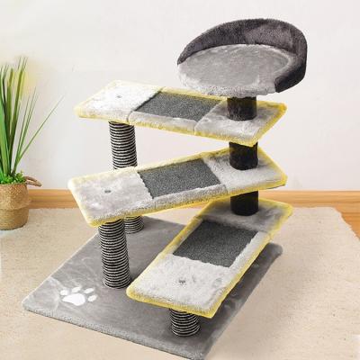 China Modern Rotary Ladder Gray Cat Tree Tower with Sisal Scratcher - 6000 sq ft Facility, E1-Grade Particleboard for sale