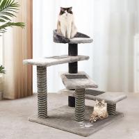 China Modern Rotary Ladder Gray Cat Tree Tower with Sisal Scratcher - 6000 sq ft Facility, E1-Grade Particleboard for sale