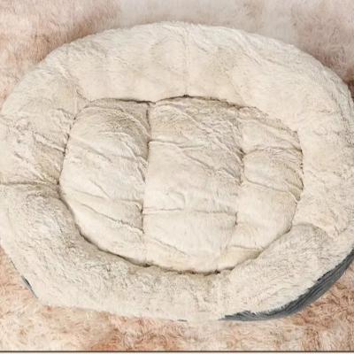 China Oval Winter Warm Corduroy PV Velvet Pet Bed for Cats Dogs 60x50cm Indoor Cushion for sale