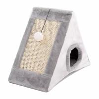 China Triangle Shape Cat Bed Plush Soft Foldable Pet House for Cats Dogs 50x50x45cm for sale