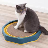 China Corrugated Cardboard Cat Scratching Board with Dual Ball Play System and Roman Column Design - Wood Frame Indoor Pet Toy for sale