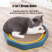 China Corrugated Cardboard Cat Scratching Board with Dual Ball Play System and Roman Column Design - Wood Frame Indoor Pet Toy for sale