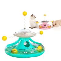 China 9.8-inch Interactive Cat Puzzle Toy with Food Dispensing Turntable and Track Ball System for Pet Entertainment for sale