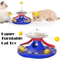 China 9.8-inch Interactive Cat Puzzle Toy with Food Dispensing Turntable and Track Ball System for Pet Entertainment for sale