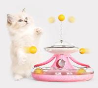 China 9.8-inch Interactive Cat Puzzle Toy with Food Dispensing Turntable and Track Ball System for Pet Entertainment for sale