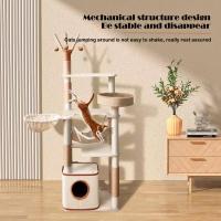 China Fully Wrapped Wooden Cat Tower with Replaceable Dangling Balls and Scratching Sisal Posts for sale