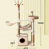 China Fully Wrapped Wooden Cat Tower with Replaceable Dangling Balls and Scratching Sisal Posts for sale