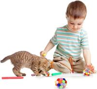 China Colorful Handmade Plush Bell Ball Cat Toys - 7 Color Interactive Planet Ball for Cats and Small Dogs with Built-in Bell for sale